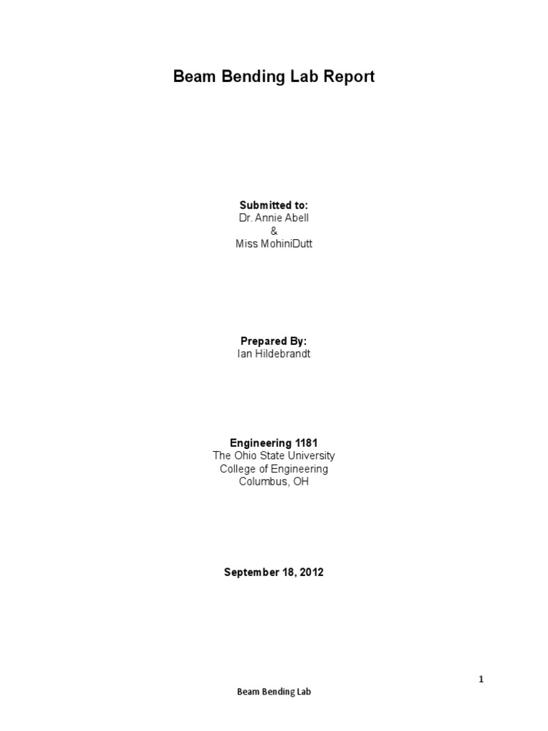 Beam Bending Lab Report: Submitted To | PDF | Beam (Structure) | Bending
