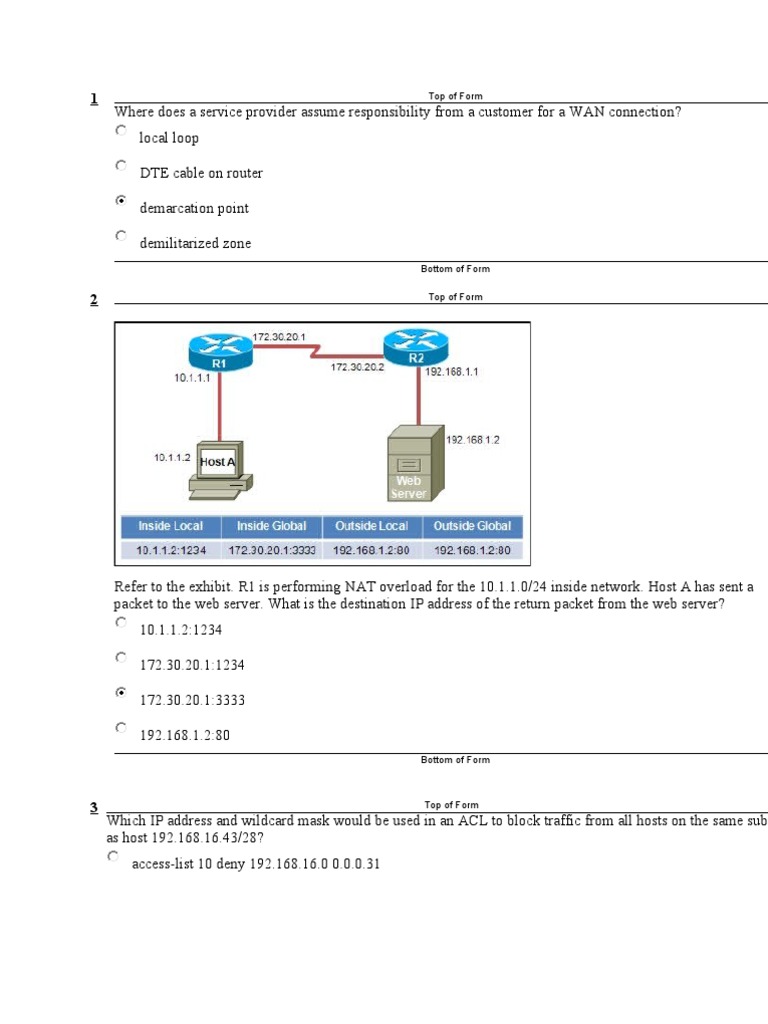 Ccna 4 - Final Exam | PDF | Computer Network | Ip Address