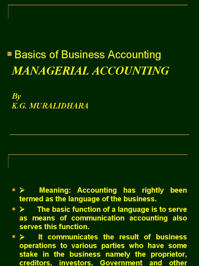 Basics of Business Accounting | PDF | Debits And Credits | Income Statement