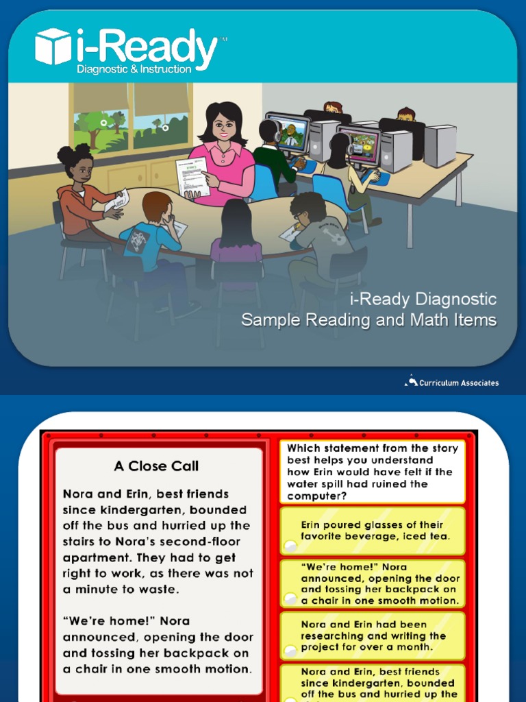I-Ready Diagnostic Sample Reading and Math Items | PDF