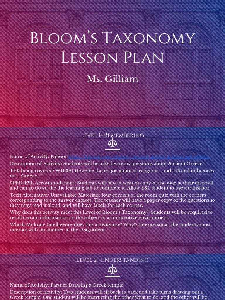 Ancient Greece Blooms Taxonomy Lesson Plan | Download Free PDF ...