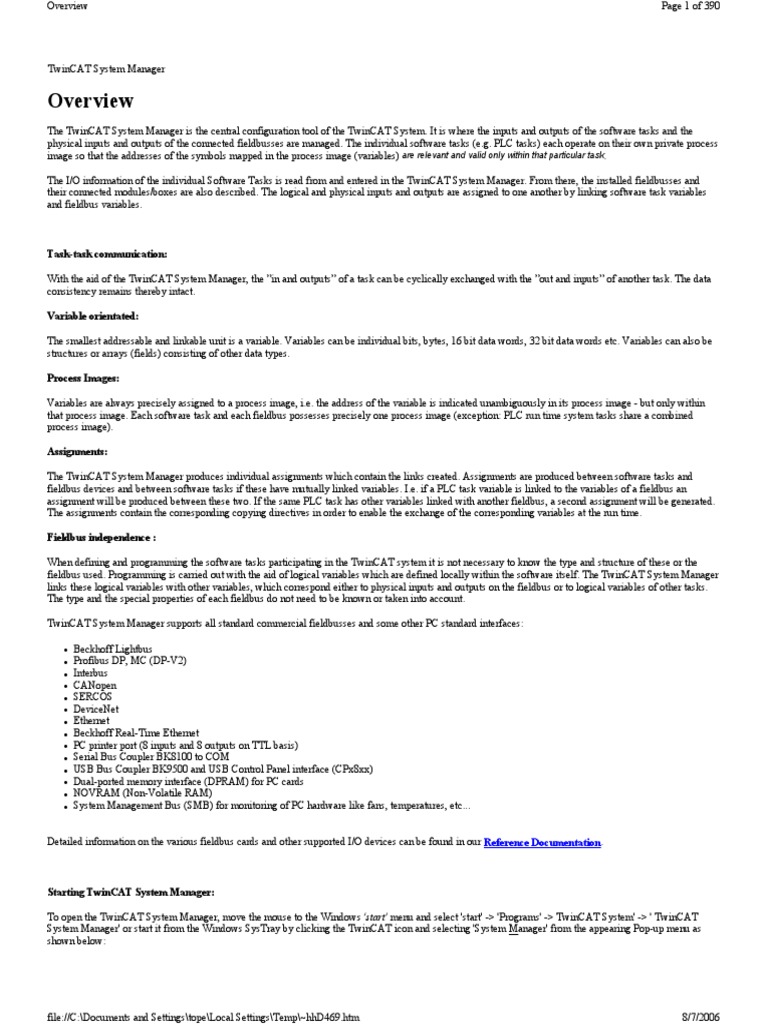 Twincat System Manager | PDF | Hyperlink | Programmable Logic Controller