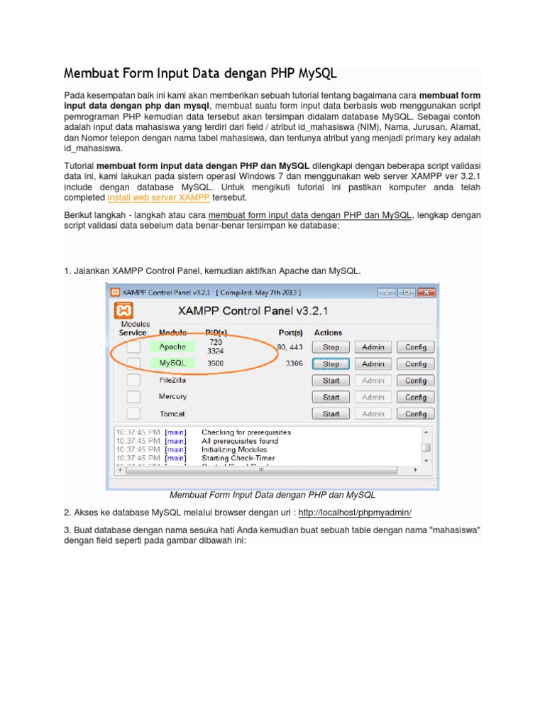 Membuat Form Input Data Dengan PHP MySQL | PDF