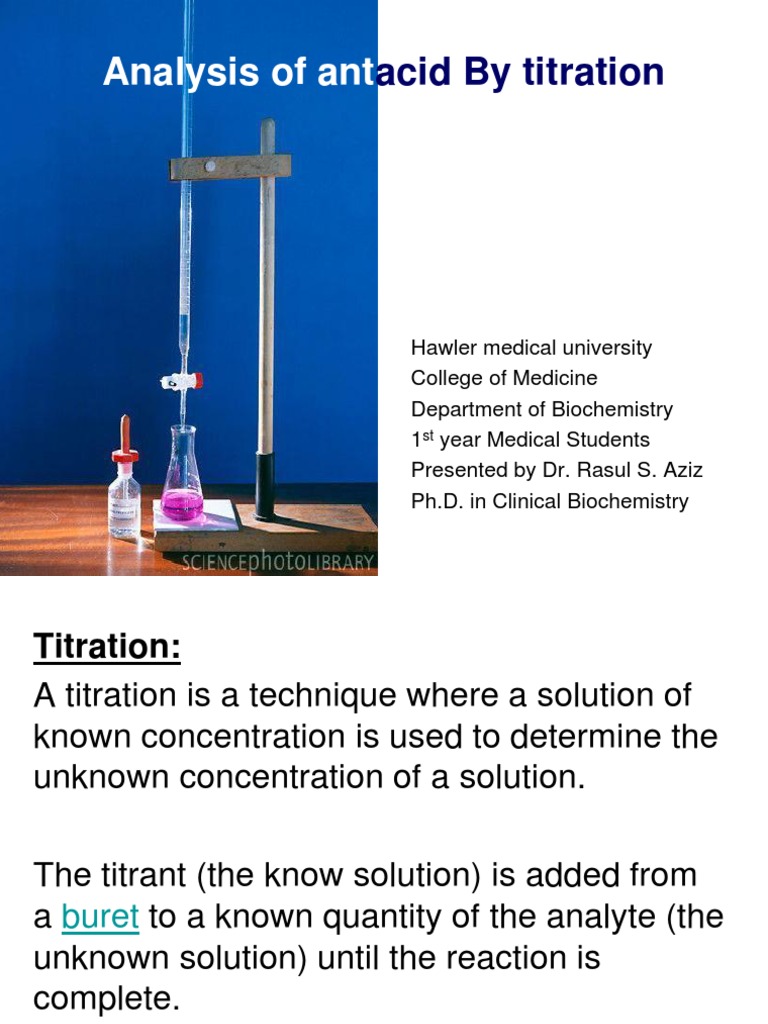Analysis of Antacid ByTitration | PDF | Titration | Chemistry