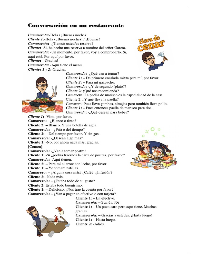 Ejemplo de Diálogo en Un Restaurante | PDF