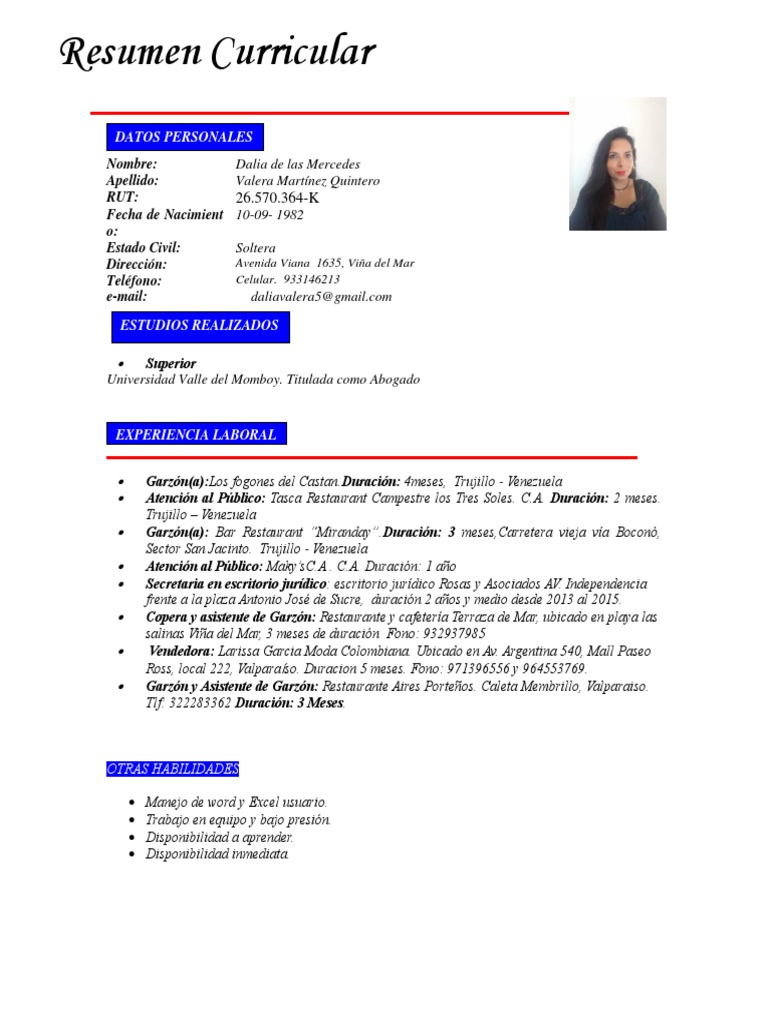 CV Dalia | PDF | Estilo de vida