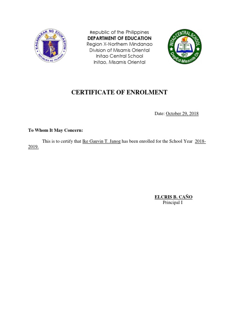 School Certification Pdf