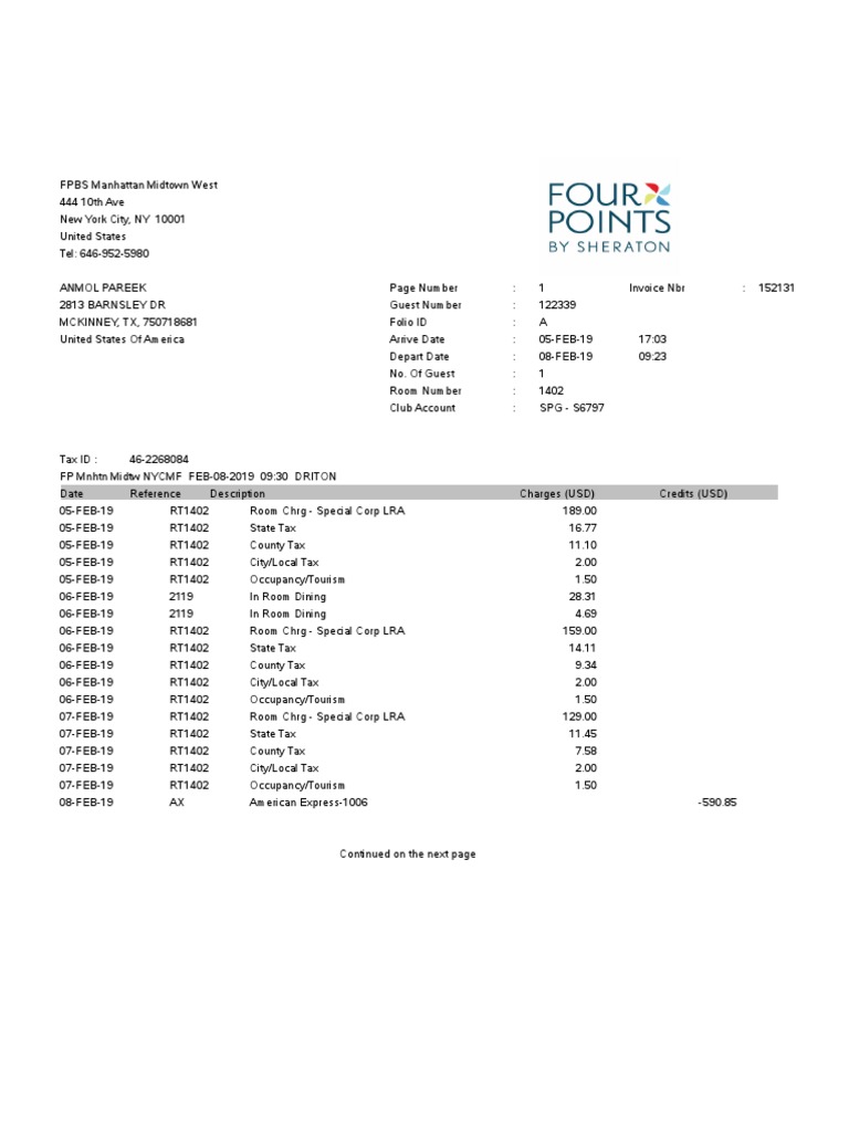 Hotel Receipt | PDF | Services (Economics) | Service Industries