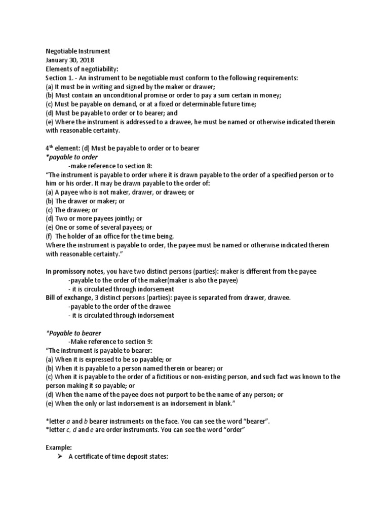 Negotiable Instrument Lecture Notes | PDF | Negotiable Instrument ...
