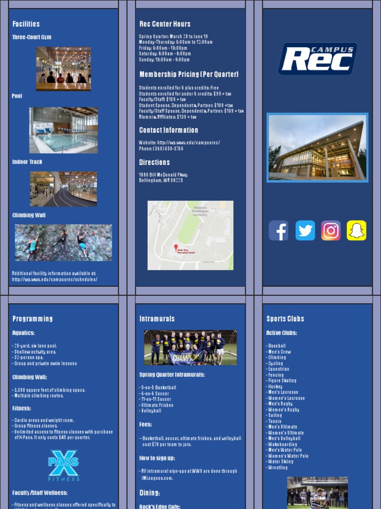 Rec Center Brochure | PDF | Sports | Leisure