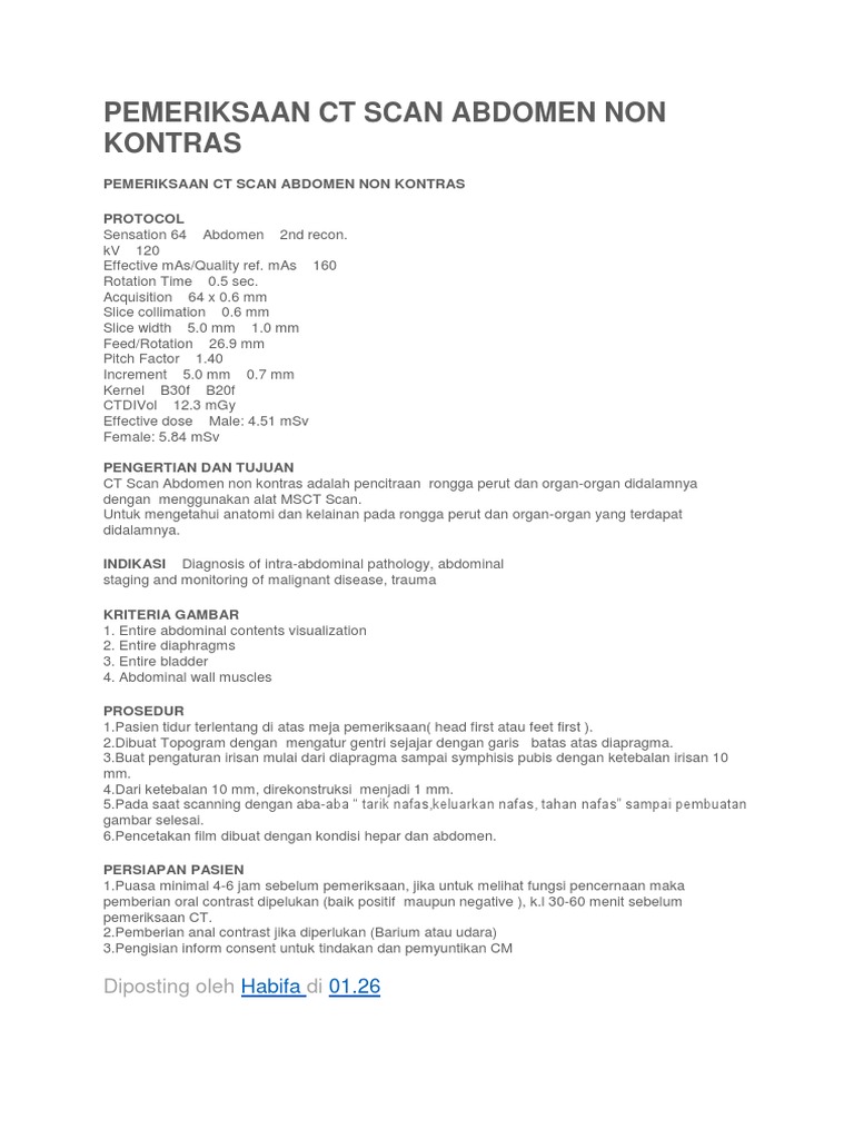 Pemeriksaan CT Scan Abdomen Non Kontras | PDF