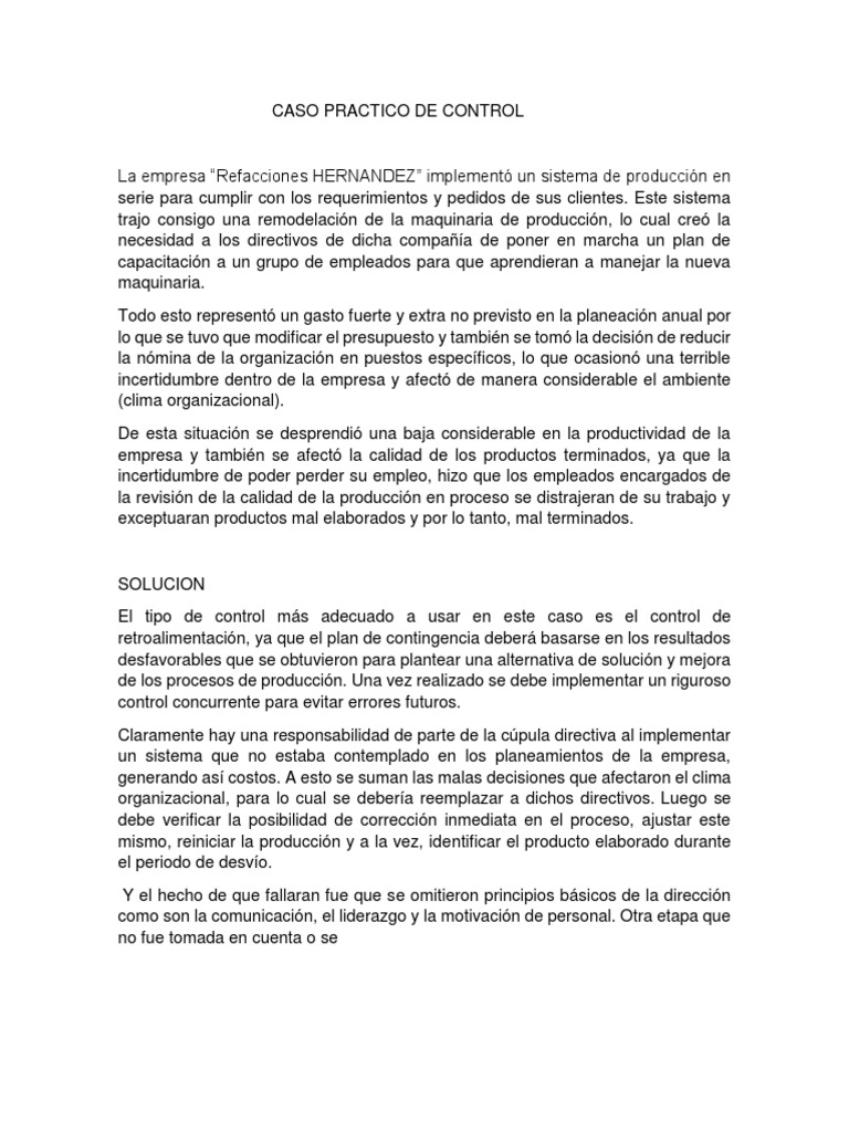 Caso Practico de Control 3 | PDF | Toma de decisiones | Business