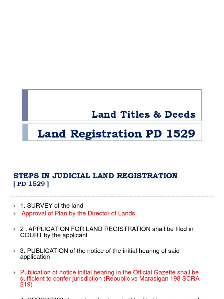Land Titles and Deeds Land Registration PDF | PDF | Title (Property) | Deed