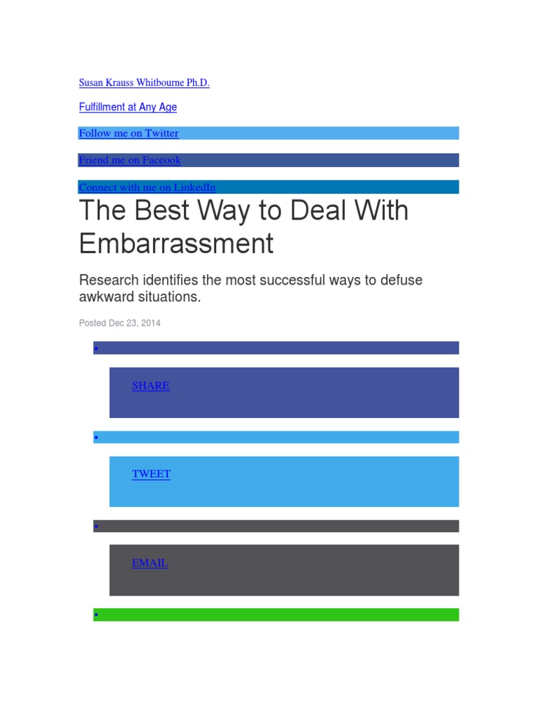 The Best Way To Deal With Embarrassment: Research Identifies The Most ...