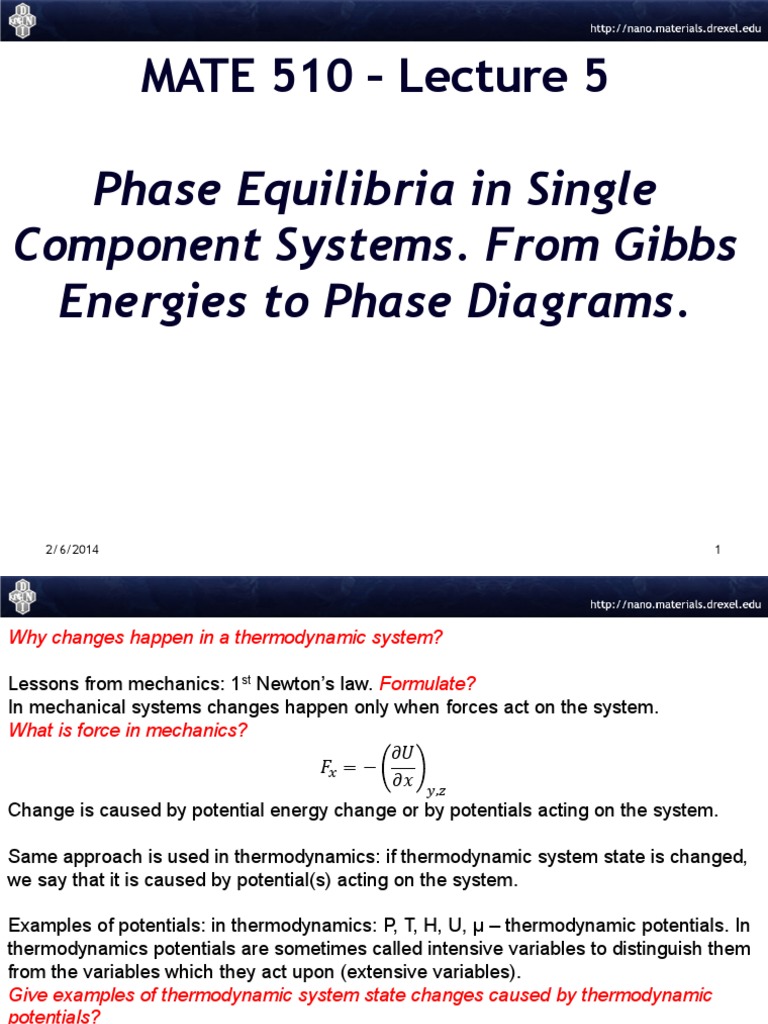 Phase Equilibria in Single Component Systems | PDF | Phase (Matter ...