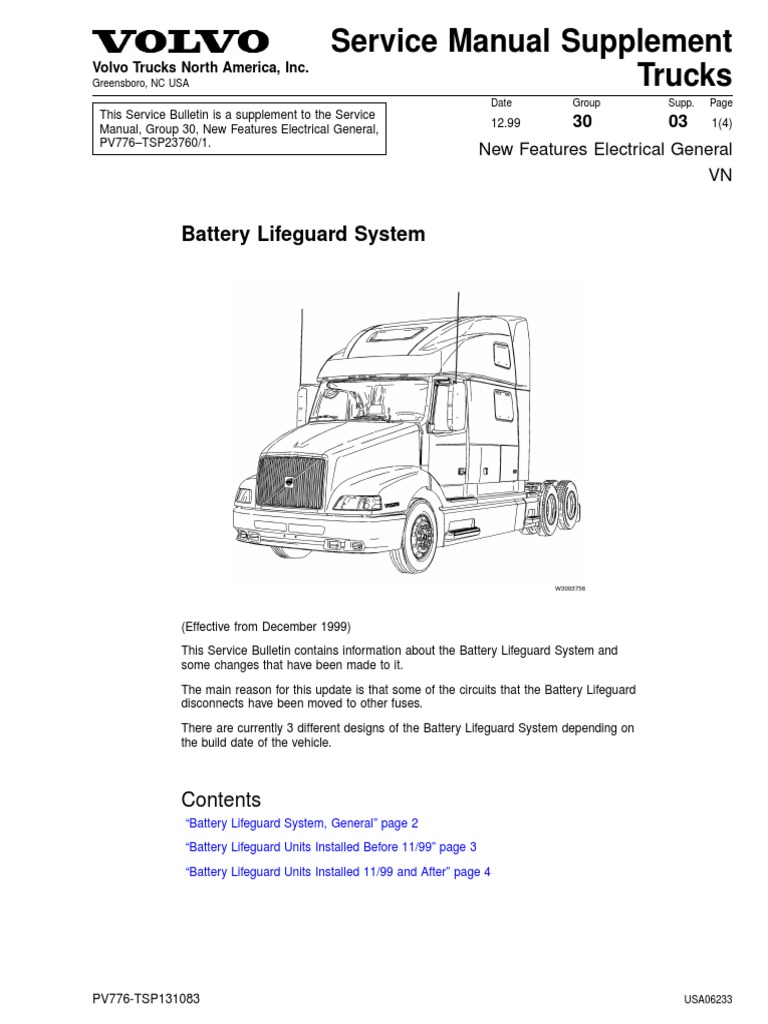 Service Manual Supplement Trucks: Battery Lifeguard System | PDF | Fuse ...