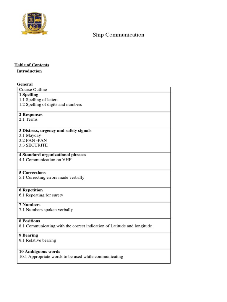Ship Communication | PDF | Ships | Waterway And Maritime