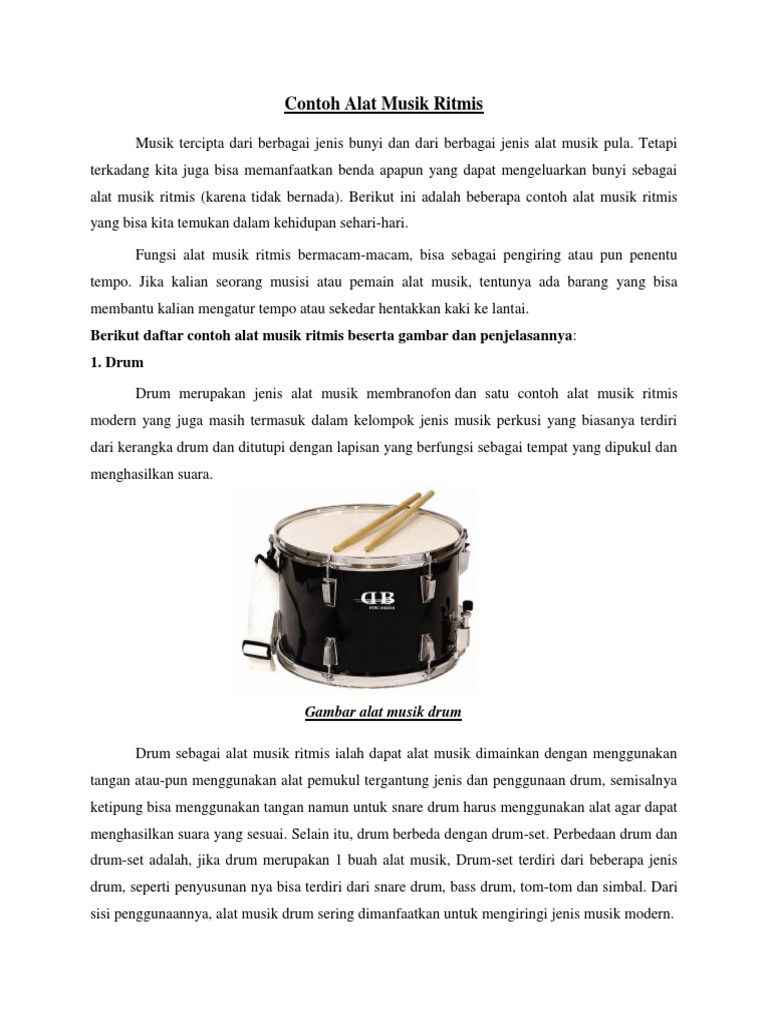 Contoh Alat Musik Ritmis Modern | PDF | Seni