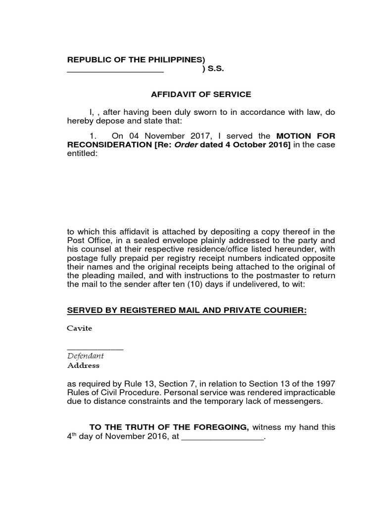 Affidavit of Service | PDF