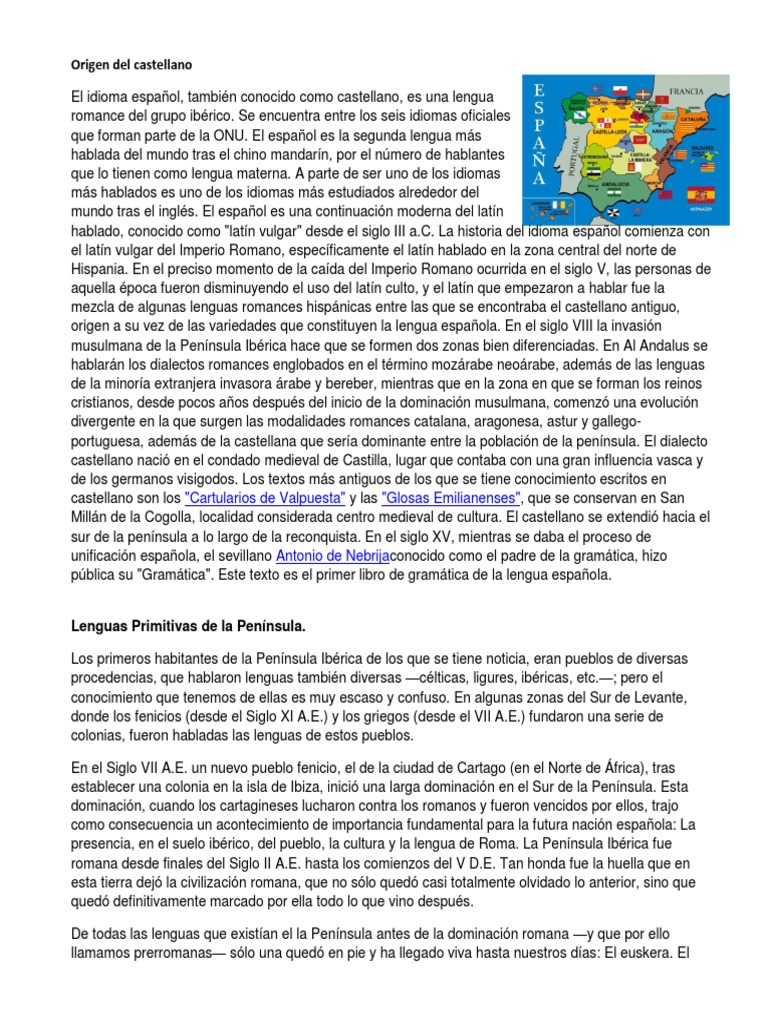 Origen Del Castellano | PDF | Lengua española | latín