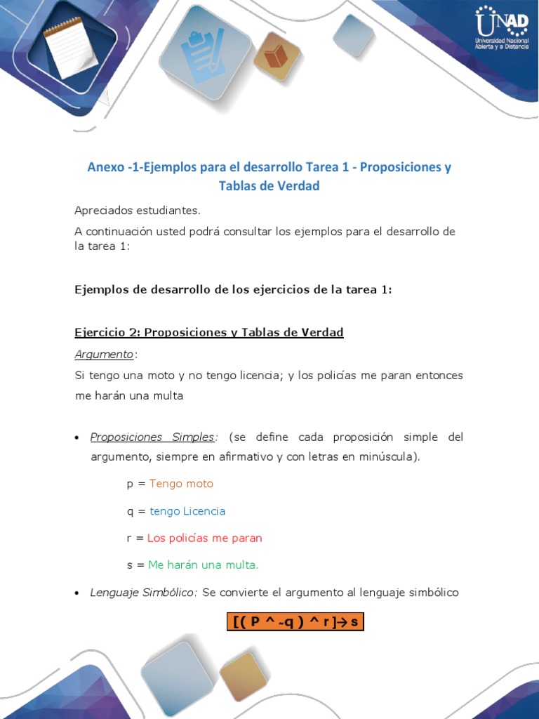 Anexo - 1-Ejemplos para El Desarrollo Tarea 1 - Proposiciones y Tablas de Verdad | PDF | Business