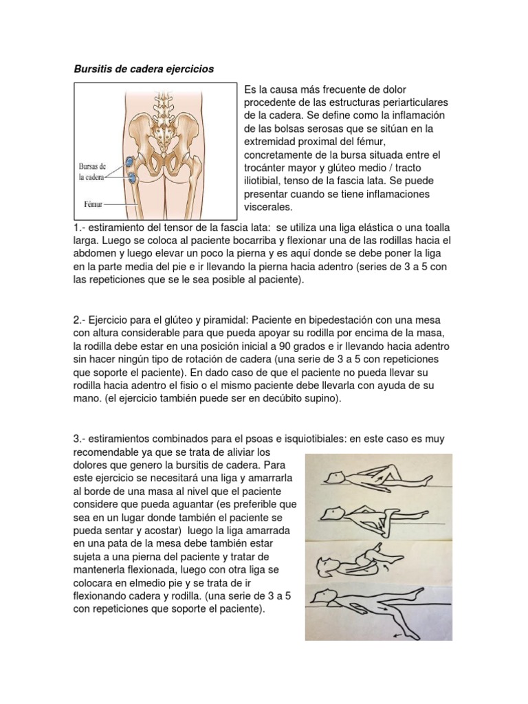 Bursitis de Cadera Ejercicios | PDF | Rodilla | Flexibilidad (anatomía)