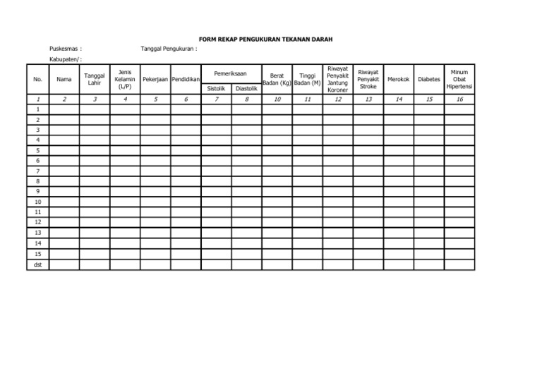 Form Monev Tekanan Darah Tinggi | PDF