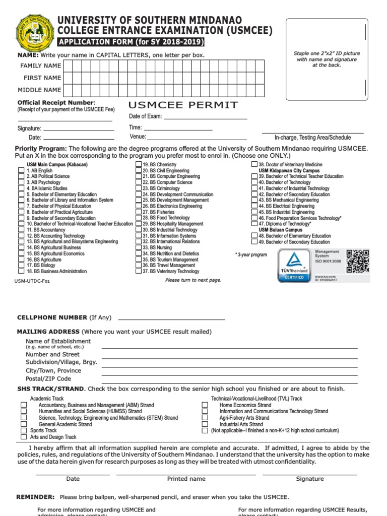 USMCEE Application Form 2018 | PDF | Bachelor's Degree | Bachelor Of ...