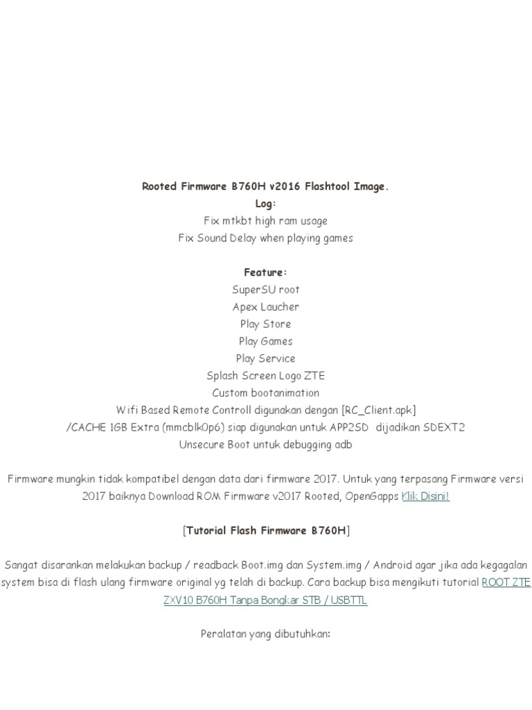 Rooted Firmware B760H v2016 Flashtool Image | PDF | Booting | Android (Operating System)
