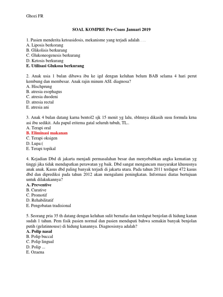 Lengkap Jawab Soal Kompre Pre-Coass | PDF