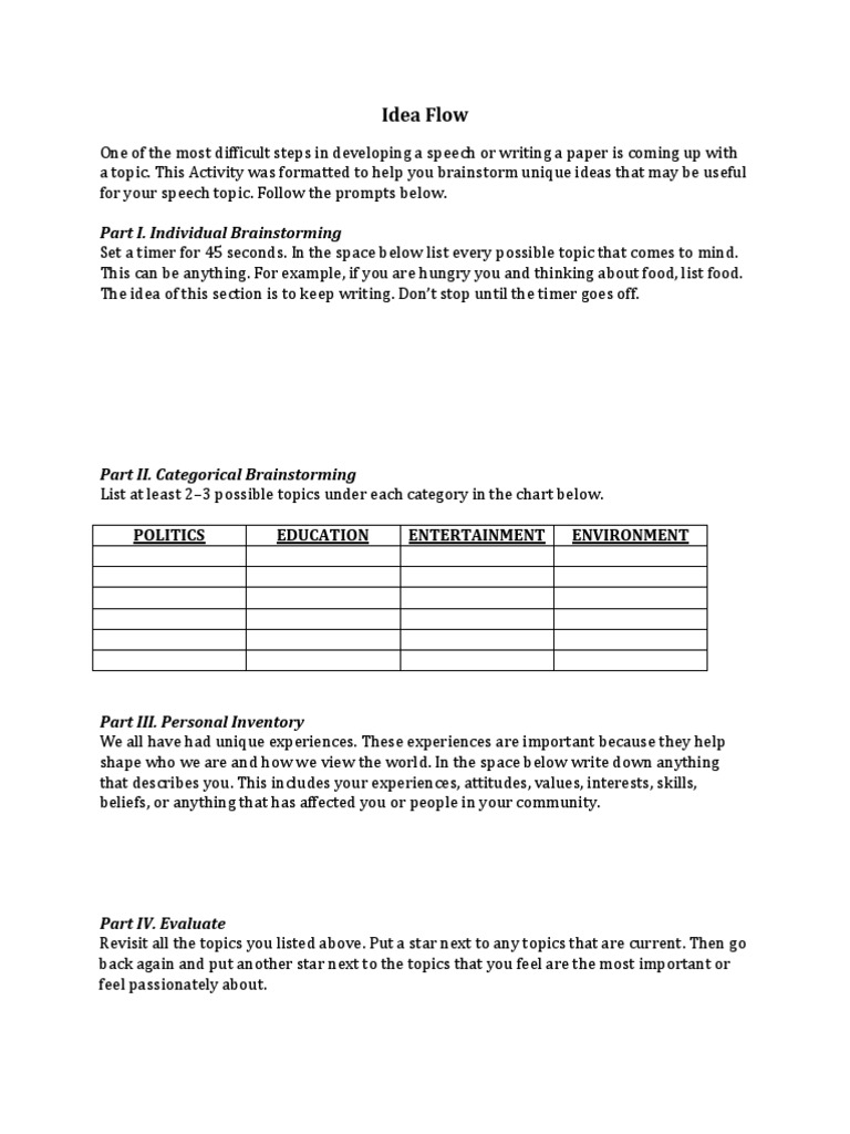 Idea Flow: Part I. Individual Brainstorming | PDF | Career & Growth ...