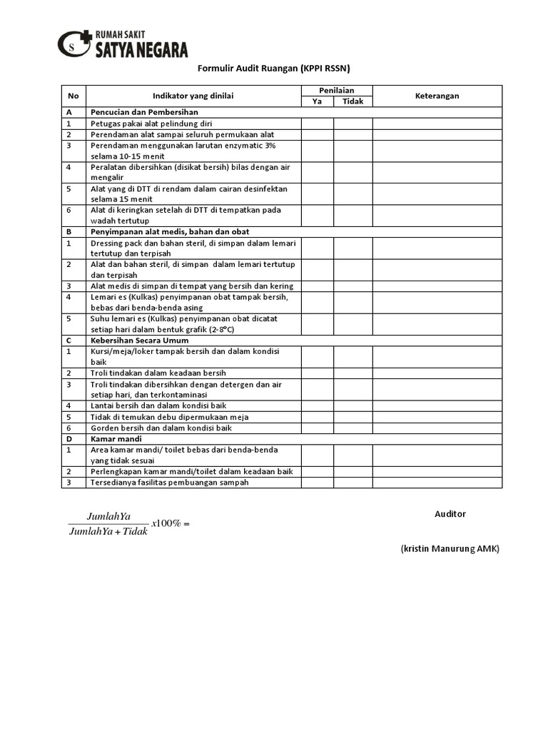 Form Audit Ruangan | PDF