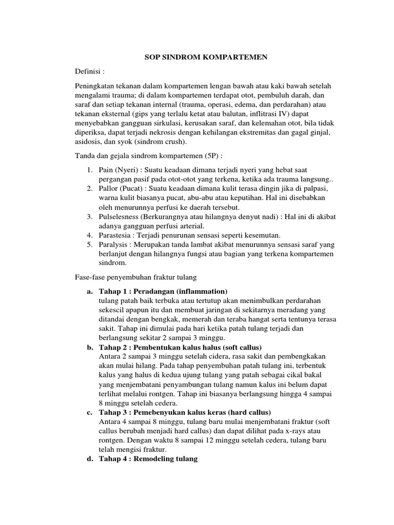 Sop Sindrom Kompartemen-1 | PDF
