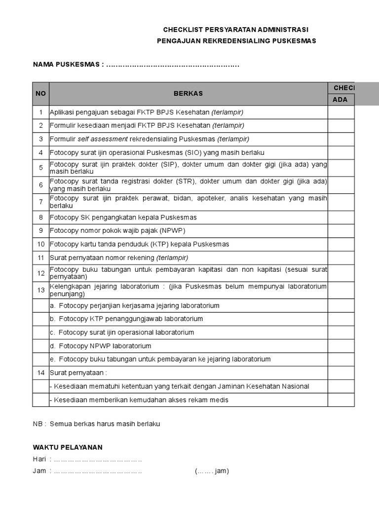 Checklist Pengajuan Rekredensialing 2017 Utk Pks 2018 (Pilih Sheet ...