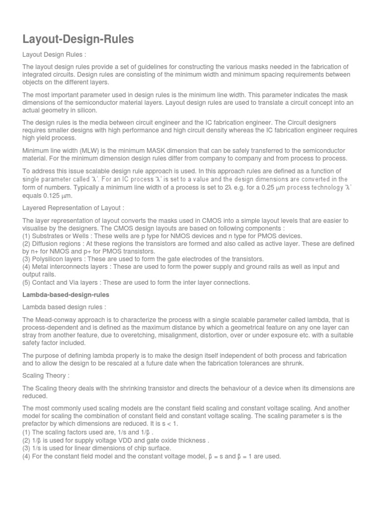 Layout & Lambda Design Rule | PDF | Semiconductor Device Fabrication | Integrated Circuit