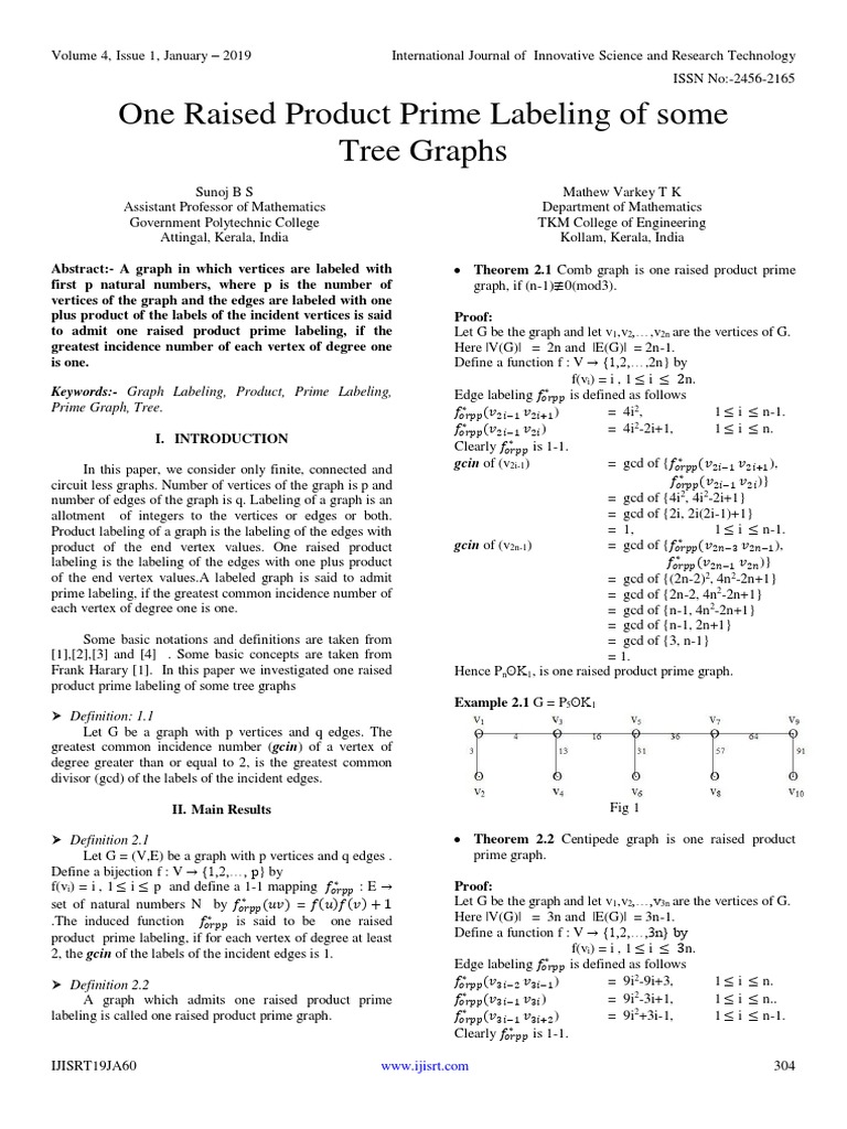One Raised Product Prime Labeling of Some Tree Graphs | PDF | Vertex ...