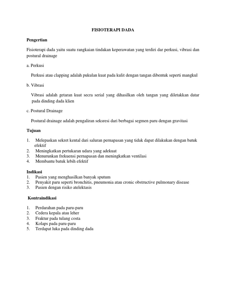 Sop Fisioterapi Dada | PDF
