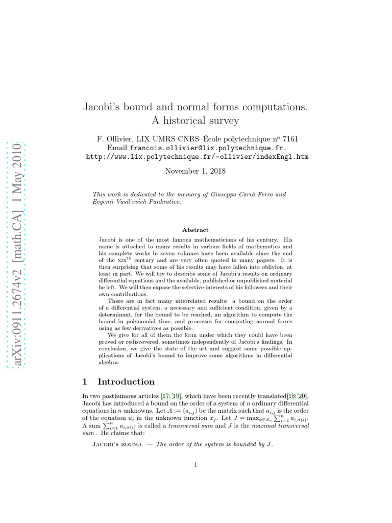 Jacobi Mathematics | PDF | Determinant | Matrix (Mathematics)