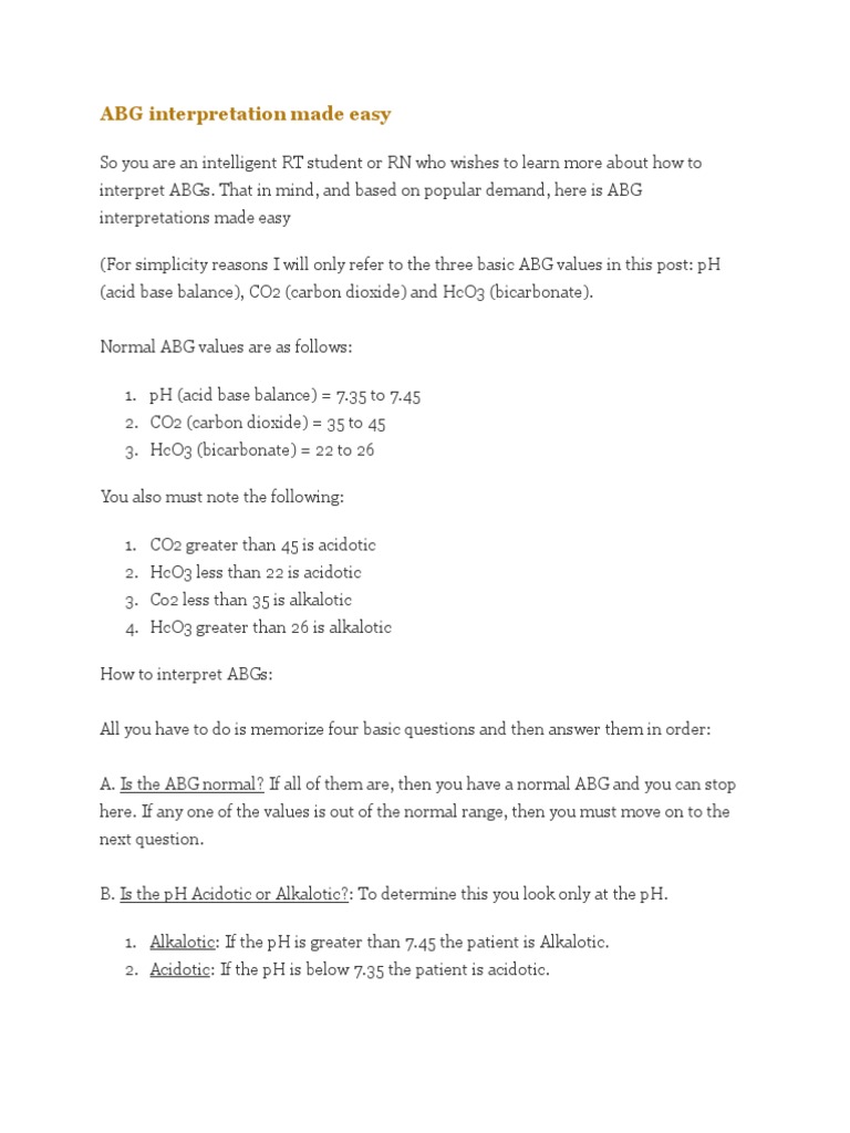 ABG Interpretation Made Easy | PDF | Bicarbonate | Metabolism