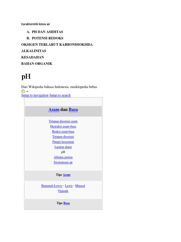 KARAKTERISTIK KIMIA AIR | PDF