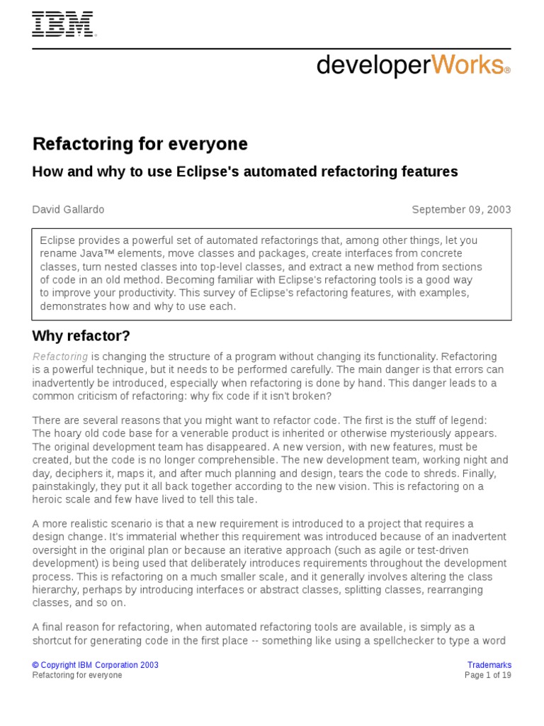 IBM - Refactoring | PDF | Class (Computer Programming) | Method (Computer Programming)