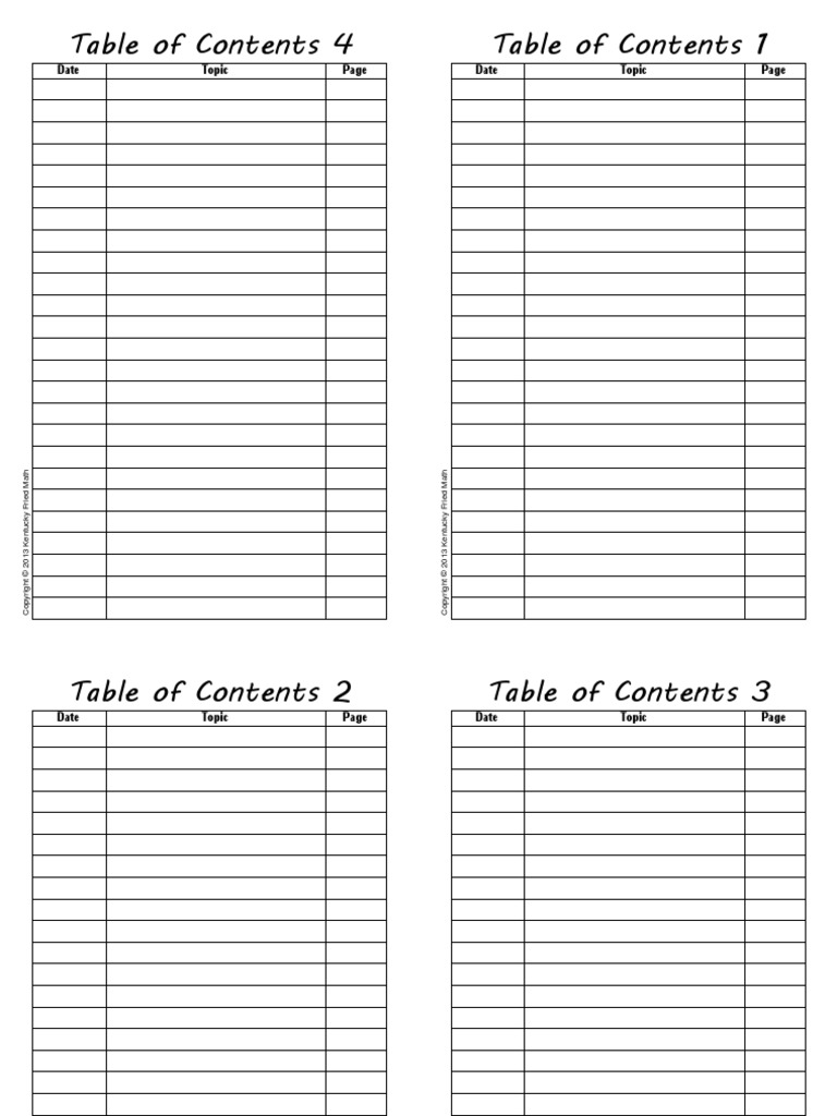 Tableof Contentsfor Interactive Notebooks AFill in Form Using Adobe ...