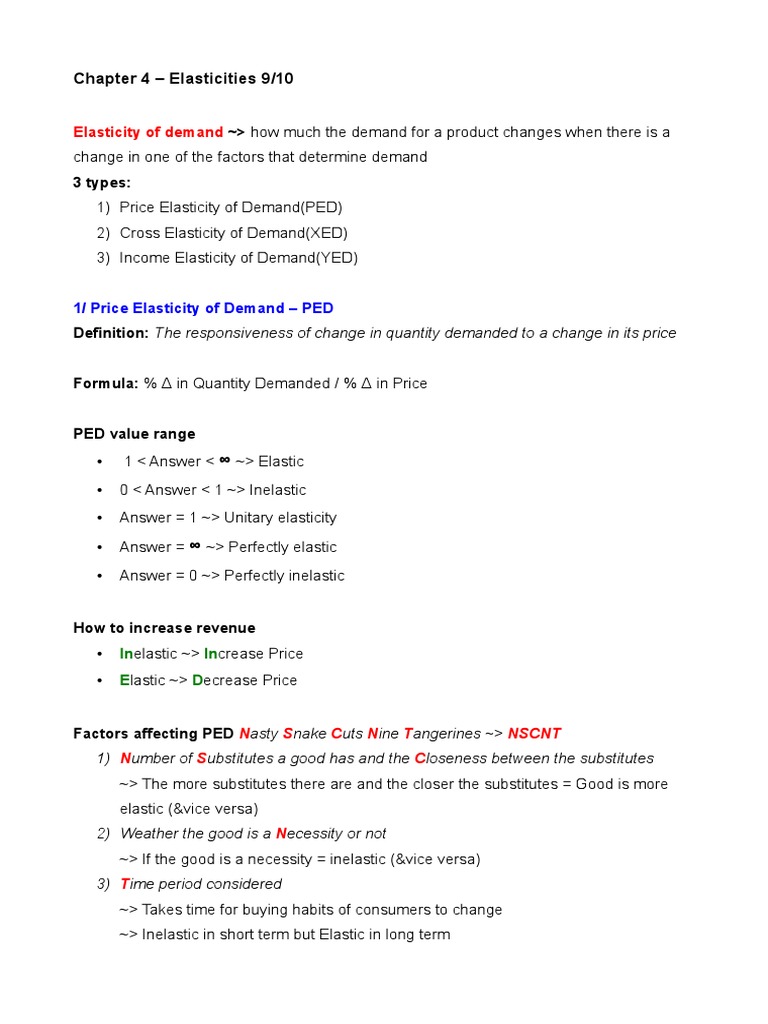 IBDP Economic HL Chapter 4 Notes | PDF | Price Elasticity Of Demand ...