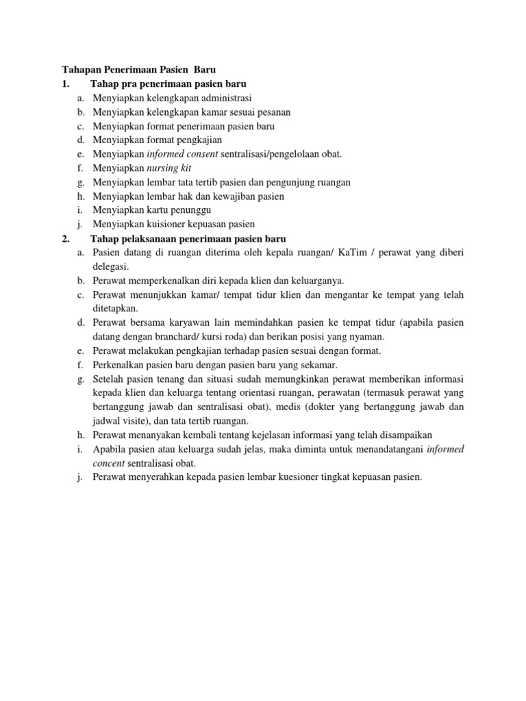 Tahapan Penerimaan Pasien Baru | PDF | Sains & Matematika
