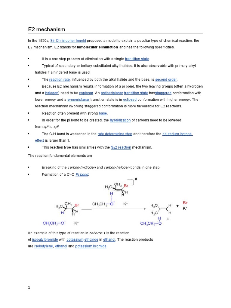 E2 elimination mechanism | PDF | Chemical Reactions | Chemical Compounds