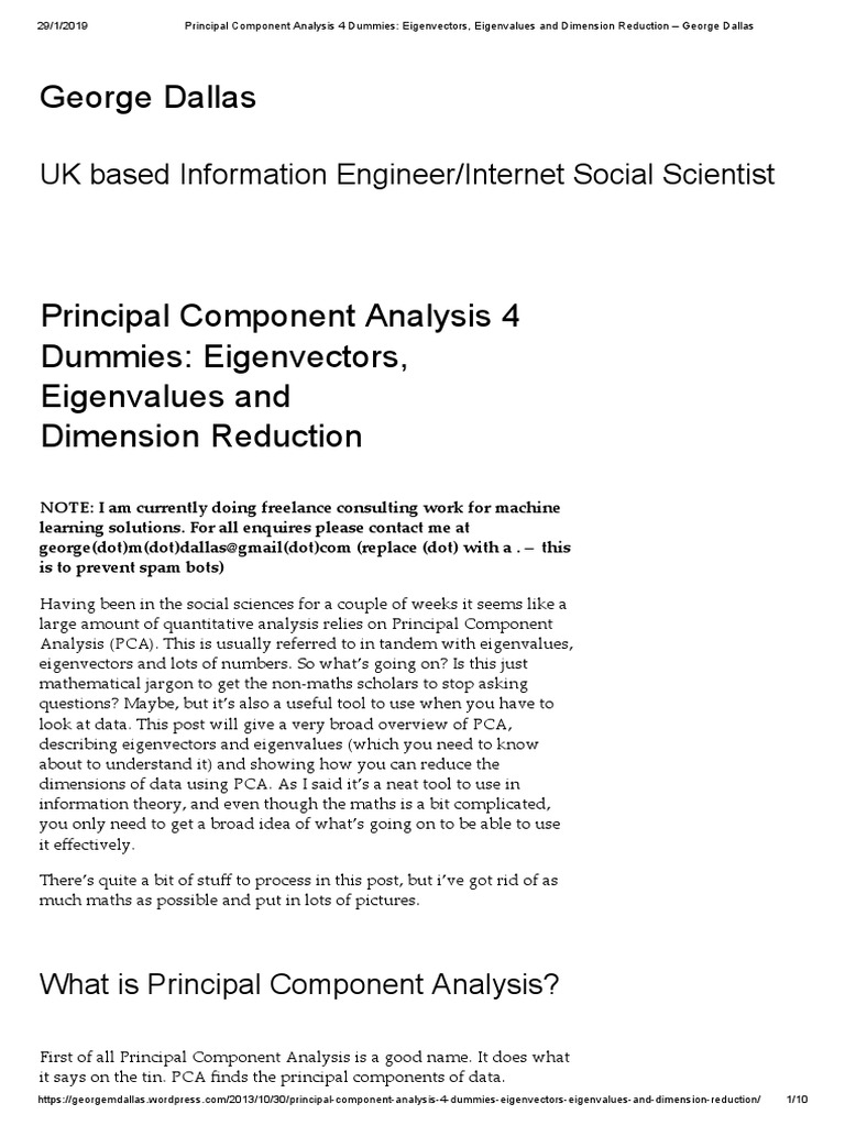 Principal Component Analysis 4 Dummies - Eigenvectors, Eigenvalues and Dimension Reduction ...