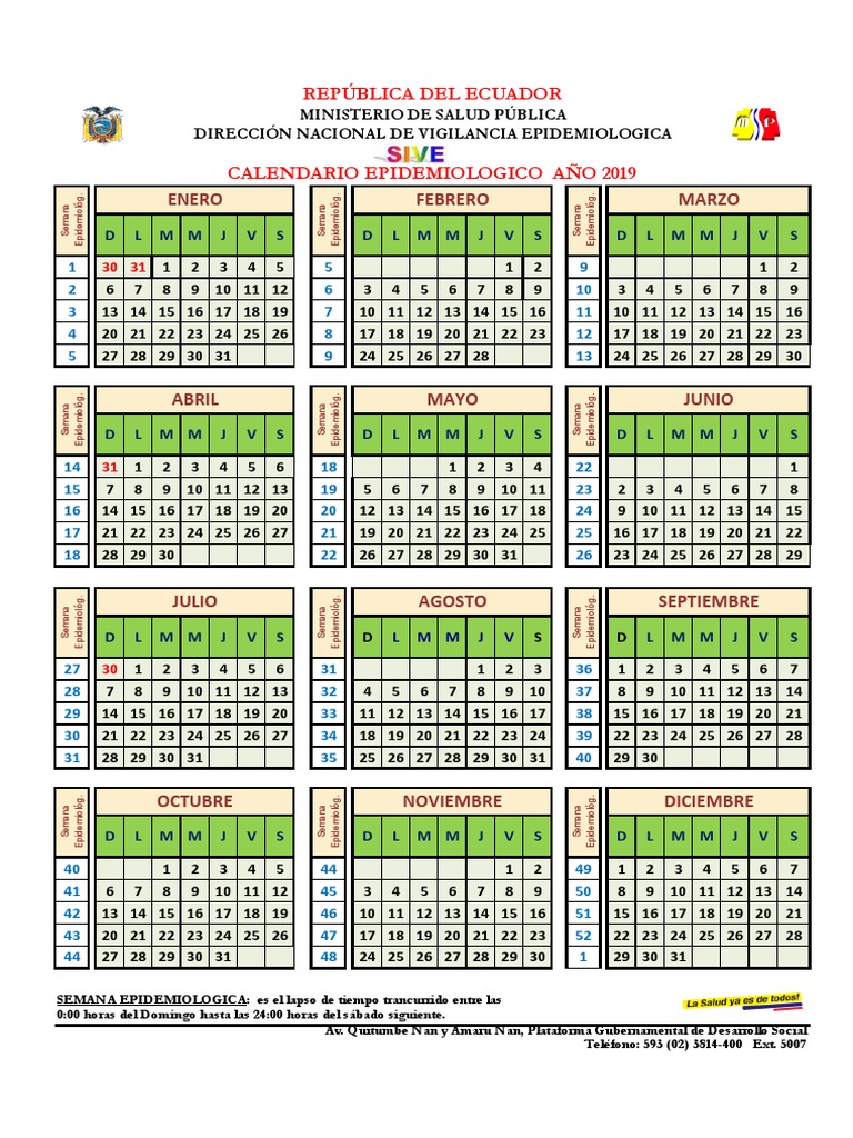Calendario Epidemiologico 2019.pdf | Clima | Violencia