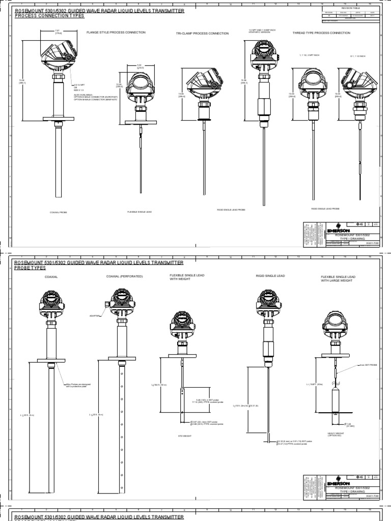 Type 1 Drawing Rosemount 5301 5302 Guided Wave Radar Liquid Levels ...
