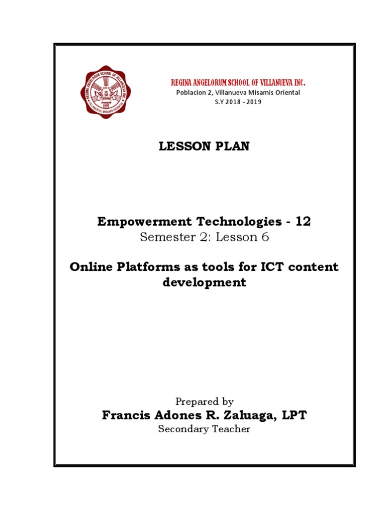 ICT Content Development Lesson Plan | PDF | Educational Technology ...