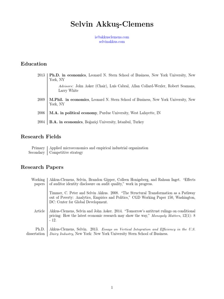 CV Akkus-Clemens Web | PDF | Economics | Data Analysis